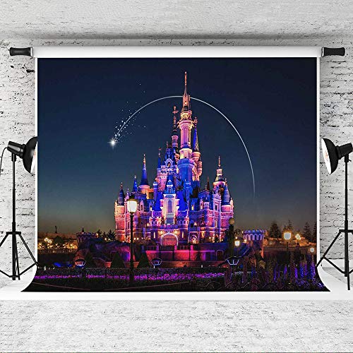 EOA 5(W) x3(H) FT Disneyland Castle Backdrop for Birthday Party Supplies Disney Night Park Photography Background Baby Shower Children Portrait Cake Table Photo Booth Props