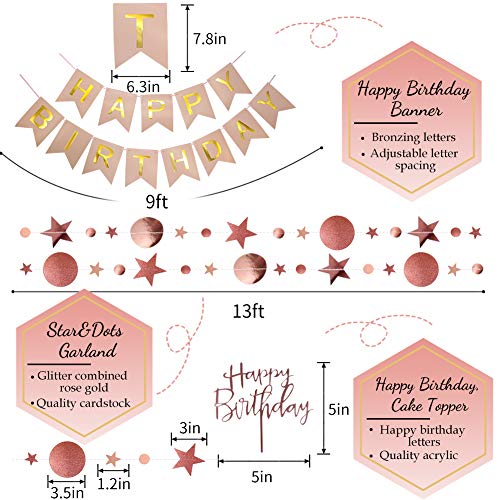 60th Birthday Decorations for Women, Happy Birthday Banner Cake Topper Rose Gold Curtain Happy 60th Birthday Sash 60 Balloon Number for 60th Anniversary Decorations Birthday Party Backdrop