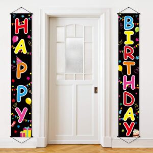 colorful happy birthday porch sign birthday banner happy birthday door banner yard sign celebration flag party decorations kit kids birthday party supplies party favors indoor and outdoor decor