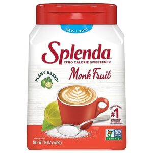 splenda monk fruit zero calorie plant based granulated sweetener jar, 19 oz