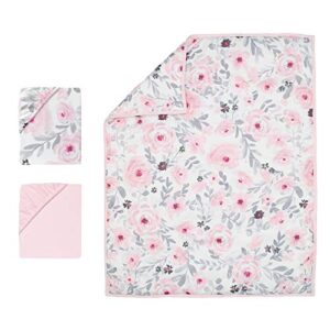 Bedtime Originals Blossom Pink Watercolor Floral 3-Piece Mini Crib Bedding Set