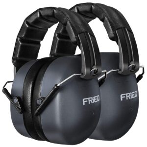 frieq noise reduction ear muffs 37 db shooters hearing protection headphones with lrpu foam for shooting, music & yard work 2 pack (space grey)