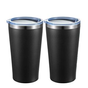 meway 16oz tumbler 2 pack gift in bulk for women,stainless steel travel coffee mug with lids double wall insulated coffee cup for home, office, travel great (black, 2)