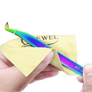 Eyelash Extension Tweezers Set for Eyelash Extension or Remove Eyelashes,Straight and Curved Eyelash Applicator Rainbow Color Tools