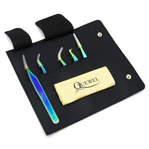 Eyelash Extension Tweezers Set for Eyelash Extension or Remove Eyelashes,Straight and Curved Eyelash Applicator Rainbow Color Tools