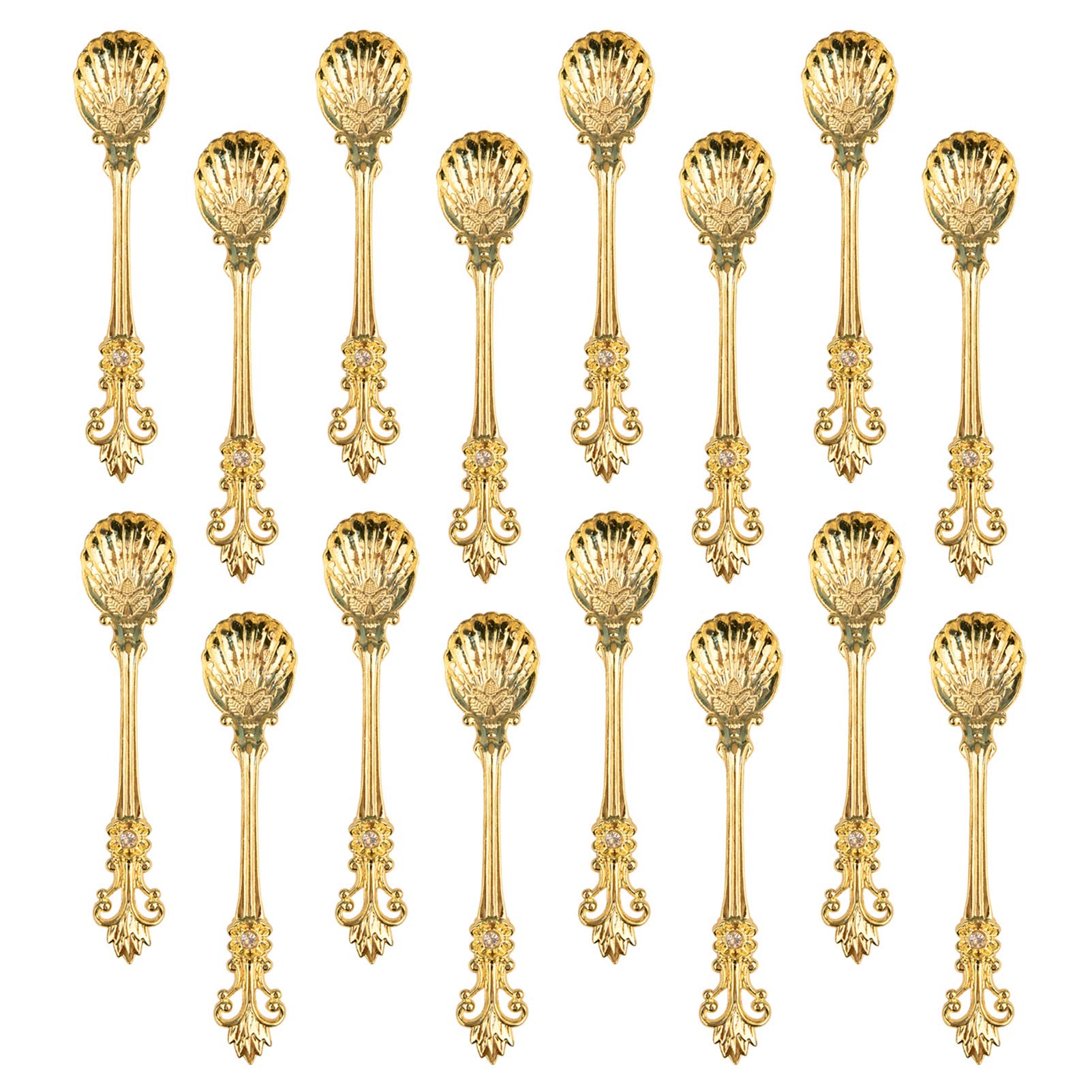 Yarlung 16 Pack Mini Coffee Spoons, 4.5 Inch Demitasse Vintage Spoon for Espresso, Tea, Dessert, Condiments, Gold