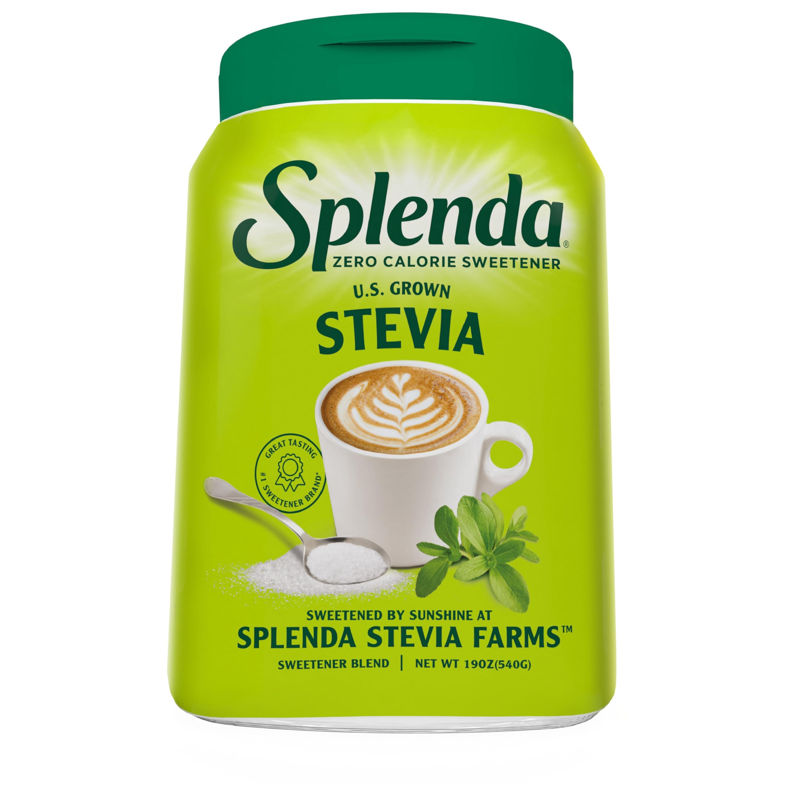 SPLENDA Stevia Zero Calorie Sweetener, Plant Based Sugar Substitute Granulated Powder, 19 oz Jar