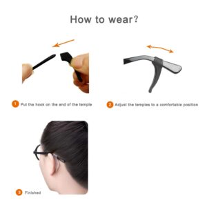 12 Pairs Kids and Adults Sport Eyeglasses Temple Tips Sleeve Retainer, Anti-Slip Eyeglasses Ear Grips,Soft Silicone Ear Hooks, Comfortable Eyeglasses Strap Holders, Eyewear Retainers（Black,Clear)