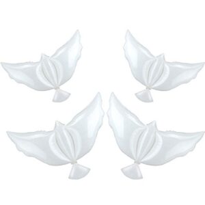 4 pieces peace dove balloons white memorial balloons pigeon bird balloons ceremonies party decorations for wedding funeral birthday engagement party decoration supplies