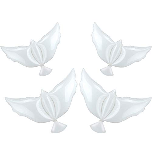 4 Pieces Peace Dove Balloons White Memorial Balloons Pigeon Bird Balloons Ceremonies Party Decorations for Wedding Funeral Birthday Engagement Party Decoration Supplies