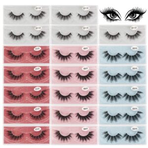 magefy 20 pairs eyelashes, 4 style faux mink lashes pack, natural look to dramatic long false eyelashes, 16mm-20mm handmade reusable soft fake eyelashes with glitter portable boxes