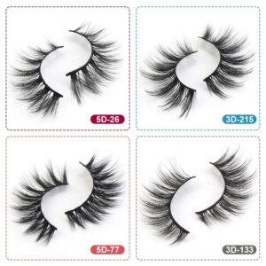 MAGEFY 20 Pairs Eyelashes, 4 Style Faux Mink Lashes Pack, Natural Look to Dramatic Long False Eyelashes, 16mm-20mm Handmade Reusable Soft Fake Eyelashes with Glitter Portable Boxes