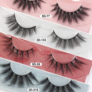 MAGEFY 20 Pairs Eyelashes, 4 Style Faux Mink Lashes Pack, Natural Look to Dramatic Long False Eyelashes, 16mm-20mm Handmade Reusable Soft Fake Eyelashes with Glitter Portable Boxes