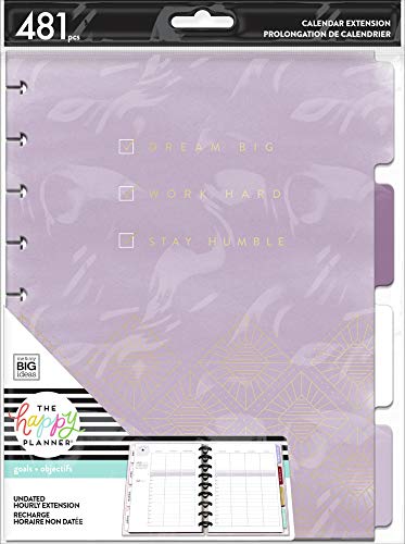 The Happy Planner Hourly Extension Pack - Girls with Goals Theme - Planner& School Supplies - Monthly Calendar Sheets - Filler Paper - Pre-Punched Dividers - 2 Sticker Sheets - Classic Size