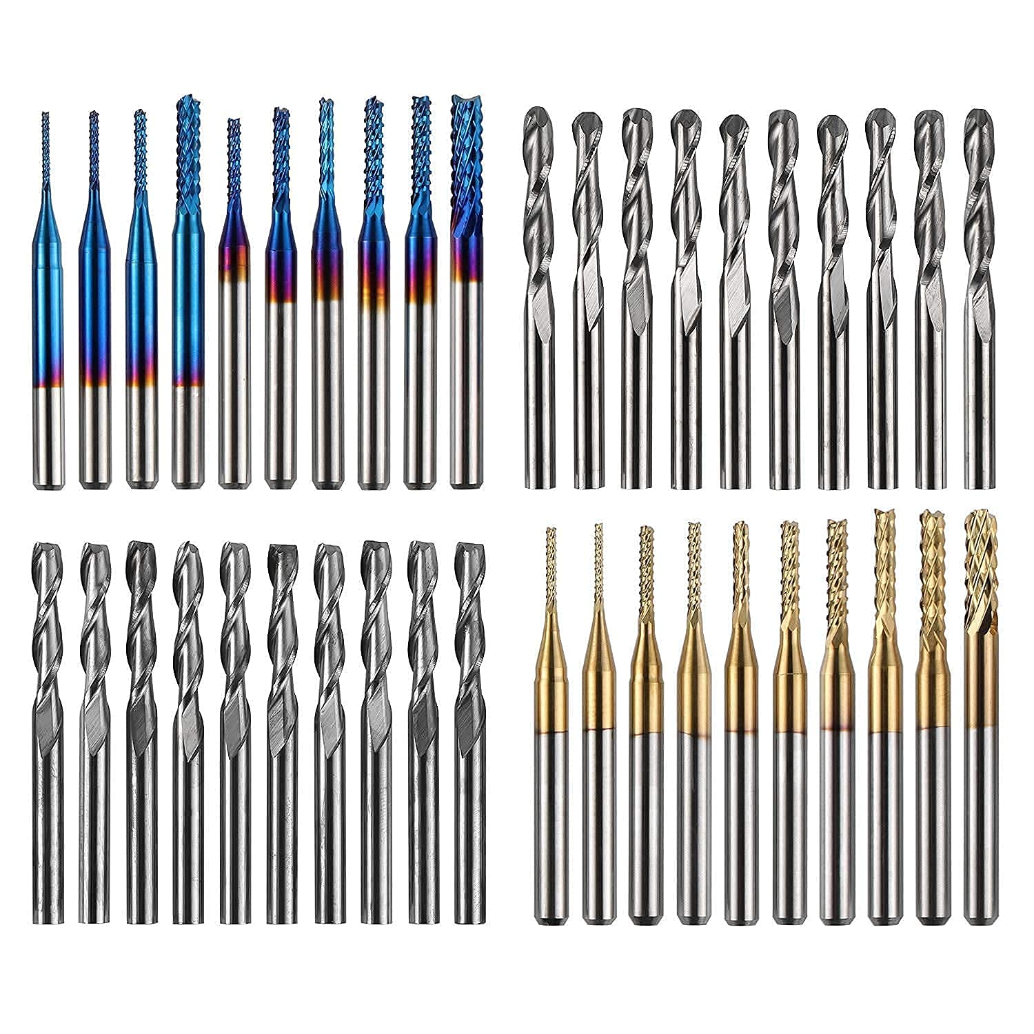 Genmitsu CNC 3018-PRO Router Kit Milling Engraving Machine + 40PCS End Mill CNC Router Bits (2 Flutes, 1/8" Shank)