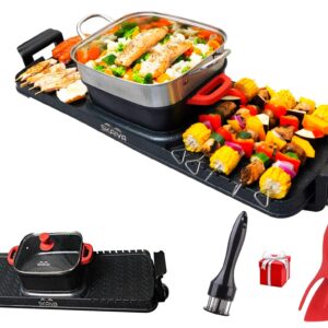 SKAIVA Electric Hot Pot with Grill and Steamer 3 in 1 Detachable Shabu Shabu Hot pot Electric Indoor Korean BBQ Grill, Smokeless Non-Stick KBBQ Hotpot Grill Combo (GP-009A)