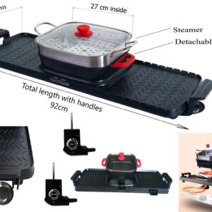 SKAIVA Electric Hot Pot with Grill and Steamer 3 in 1 Detachable Shabu Shabu Hot pot Electric Indoor Korean BBQ Grill, Smokeless Non-Stick KBBQ Hotpot Grill Combo (GP-009A)