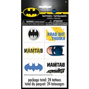 batman multicolor tattoos (pack of 24) - assorted design tattoos party favors for kids