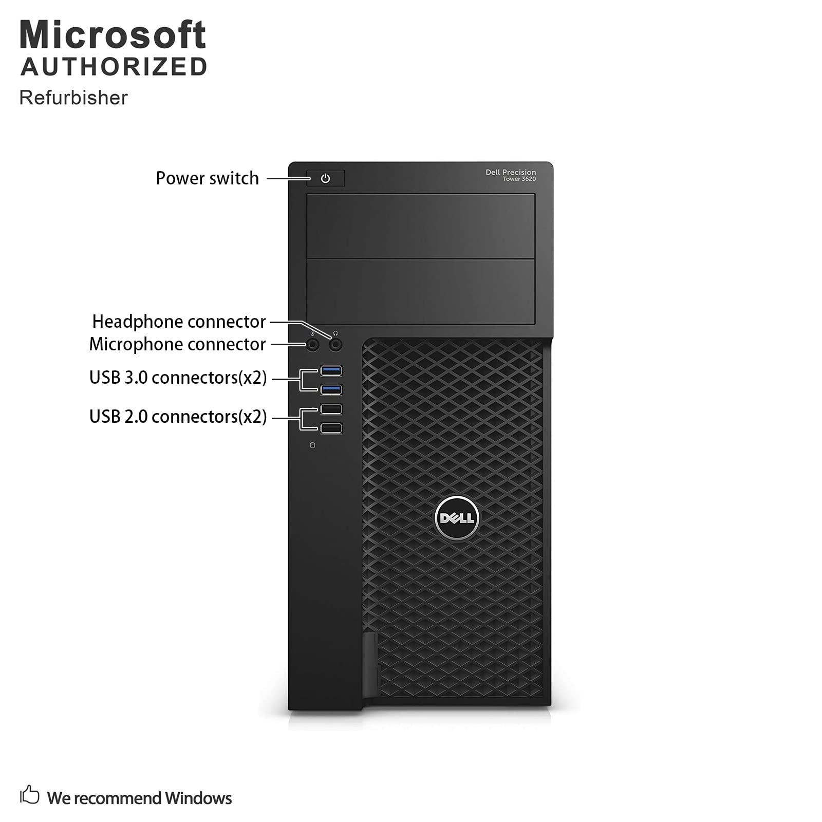 Dell Precision 3620 Tower Busines PC, Intel Quad Core i7-6700 up to 4.0GHz, 16G DDR4, 512G SSD, HDMI, DisplayPort, Windows 10 Pro 64 Bit-Multi-Language Supports English/Spanish/French(Renewed)