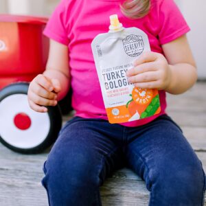 Serenity Kids Bone Broth Puree Made With Organic Veggies | Clean Label Project Purity Award Certified | 3.5 Ounce BPA-Free Pouch | Pasture Raised Turkey Bolognese | 6 Count