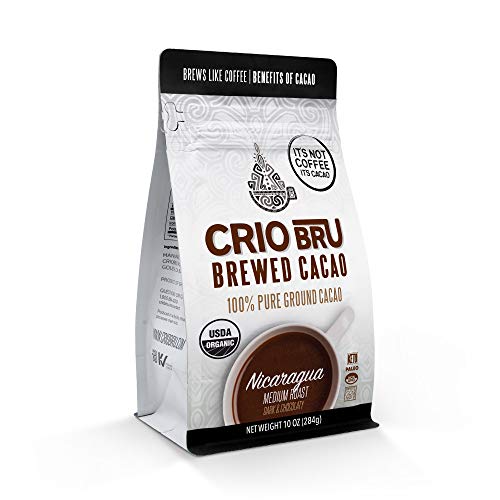 Crio Bru Brewed Cacao Nicaragua Medium Roast - Coffee Alternative Natural Healthy Drink | 100% Pure Ground Cacao Beans | 99.99% Caffeine Free, Keto, Low Carb, Paleo, Non-GMO, Organic (10 Ounce (Pack of 1))