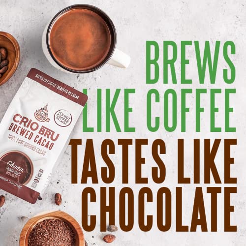 Crio Bru Brewed Cacao Nicaragua Medium Roast - Coffee Alternative Natural Healthy Drink | 100% Pure Ground Cacao Beans | 99.99% Caffeine Free, Keto, Low Carb, Paleo, Non-GMO, Organic (10 Ounce (Pack of 1))