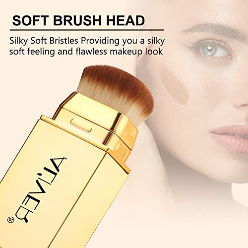 Colour Changing Foundation Stick, Colour Changing Concealer with Brush, Concealer Full Coverage Dark Circles, Pore, Acne Marks and Fine Lines, Waterproof and Sweatproof, Easily Create Nude Makeup