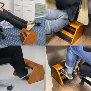 J JACKCUBE DESIGN Wood Double Step Foot Rest Under Desk Ergonomic Design Footrest with Non Slip Surface, Leg and Posture Support Comfort Foot Stool for Home and Office - MK721A