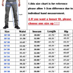 Susclude Men's Tactical Pants Stretch, 9 Pockets Rip Stop Lightweight Cargo Work Military Trousers Outdoor Hiking Plus Size Pants Gray Green 38Wx32L