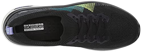 Skechers Women's GO Walk Hyper Burst Knit LACE UP Sneaker, Black/Multi, 8