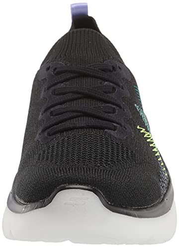 Skechers Women's GO Walk Hyper Burst Knit LACE UP Sneaker, Black/Multi, 8