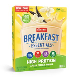 carnation breakfast essentials high protein oral supplement classic french vanilla flavor 1.31 oz. packet 60 ct