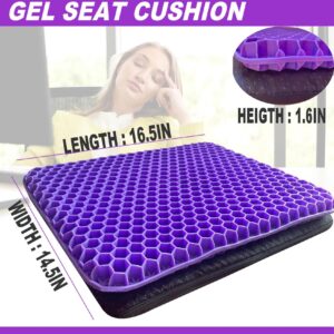 BIRTIMO Gel Seat Cushion for Office Chair, Car Seat Cushion - Long Sitting, Back, Tailbone Pain Relief Cushion, Gel Cushion for Wheelchair