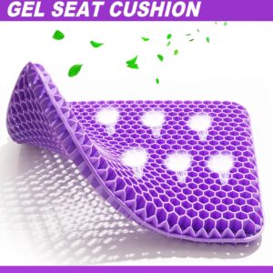 BIRTIMO Gel Seat Cushion for Office Chair, Car Seat Cushion - Long Sitting, Back, Tailbone Pain Relief Cushion, Gel Cushion for Wheelchair