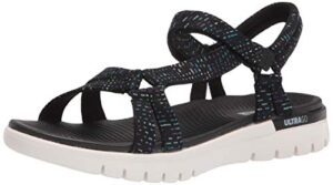 skechers women's on-the-go flex multi-colored strap sandal sport, black, 8