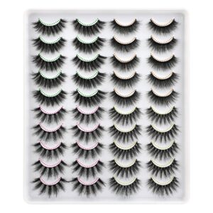 Lanflower Fake Eyelashes Natural Look Dramatic 3D Lashes Pack Faux Mink 20 Pairs 4 Styles