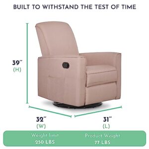 Evolur Raleigh Upholstered Plush Seating Glider Swivel, Rocker, Recliner, Glider for Nursery in Pink, Greenguard Gold Certified, Modern Nursery Recliner, Environmentally Conscious Glider