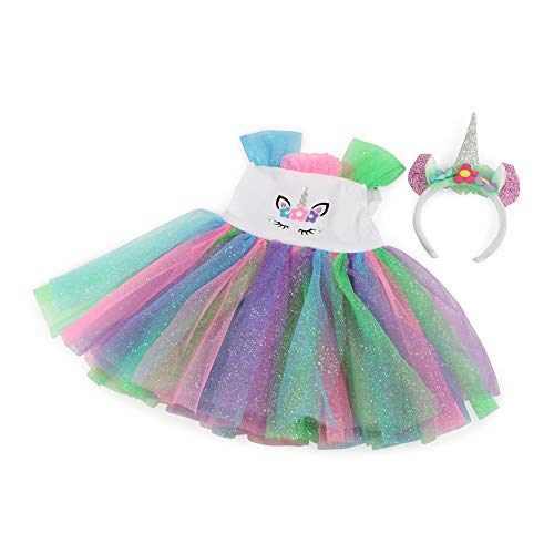 Emily Rose 18 Inch Doll Clothes 18" Doll Unicorn Glittery Doll Dressy Dress Gift Set with Headband Accessory