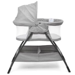 baby delight beside me doze deluxe baby bassinet, bedside sleeper, foldable, removeable canopy, pebble grey