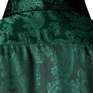 ZEROYAA Men's Paisley Jacquard Slim Fit Long Sleeve Button Up Dress Shirt for Party Prom ZLCL28-Emerald Small