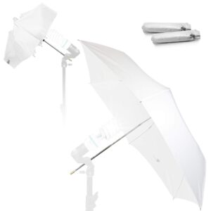 limostudio [2 pack] 33" 3-fold ultra compact professional photography photo video studio lighting flash translucent white soft umbrella for photo portrait studio shooting, agg3099