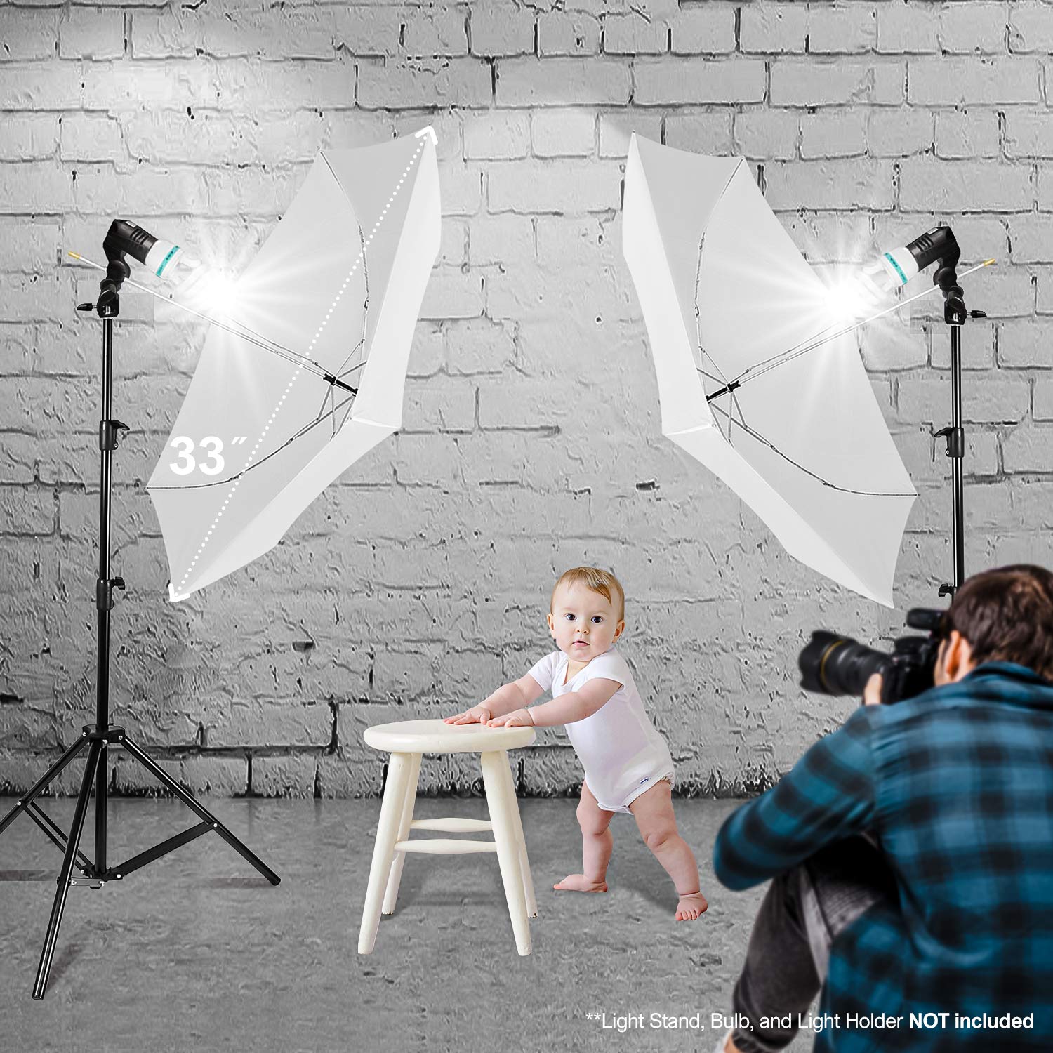 LimoStudio [2 Pack] 33" 3-Fold Ultra Compact Professional Photography Photo Video Studio Lighting Flash Translucent White Soft Umbrella for Photo Portrait Studio Shooting, AGG3099