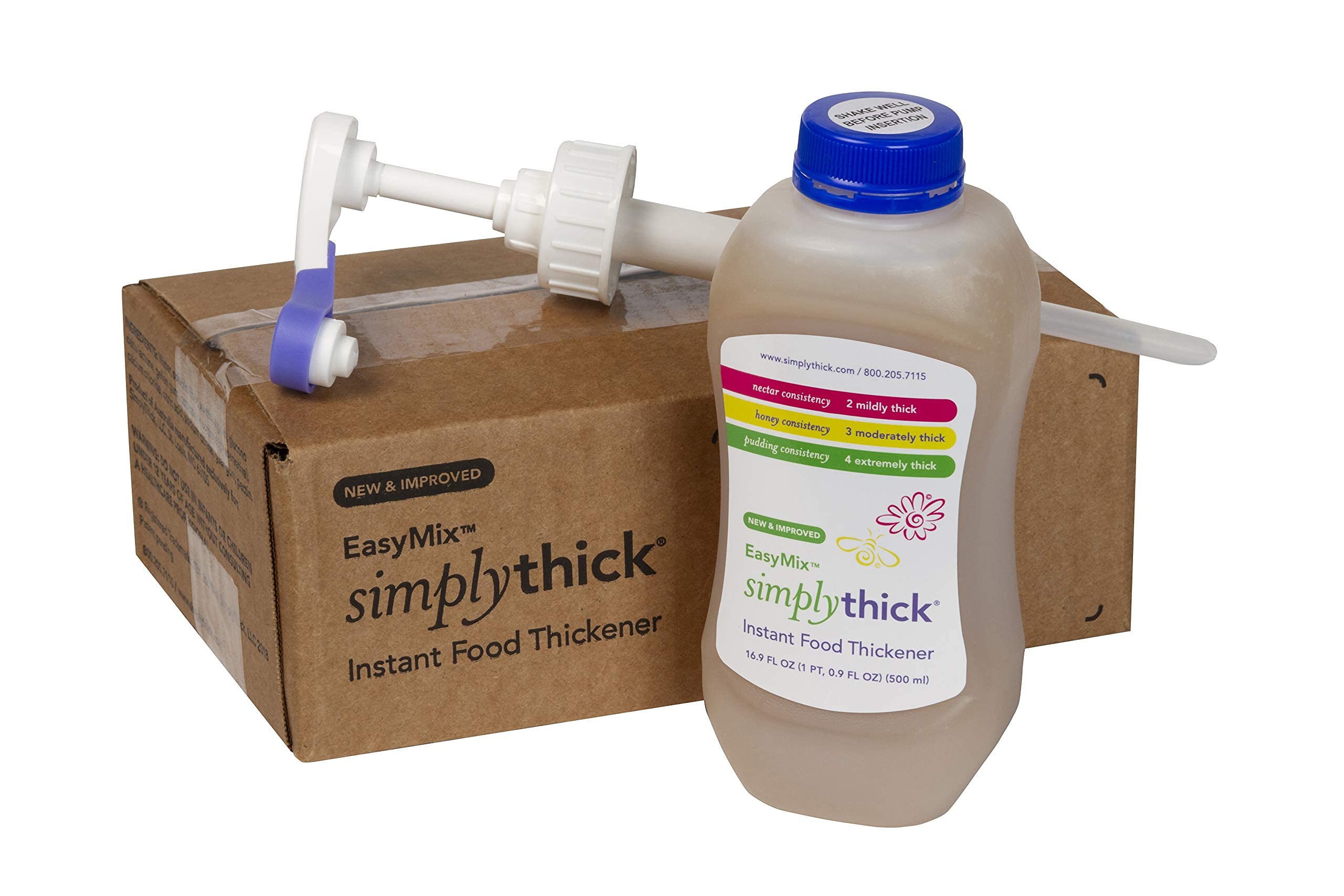 SimplyThick EasyMix | 92 Servings | Gel Thickener for those with Dysphagia & Swallowing Disorders | Won't Alter The Taste of Liquid | Easy to Prepare | 16.9 Fl Oz Bottle with Pump