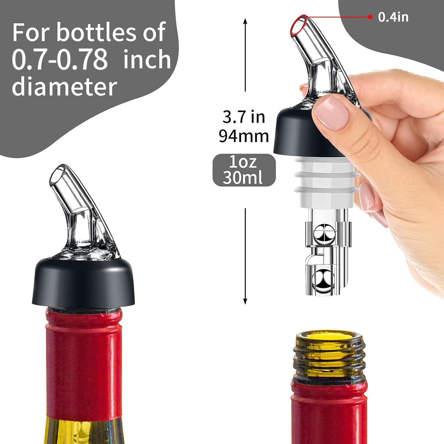 Automatic Measured Bottle Pourers Pack of 12 Liquor Bottle Pourers 1 oz (30 mL) Quick Shot Spirit Measure Wine Pourer Spouts Drinks Wine Cocktail Whiskey Dispenser Bartender Home Bar Tools (12pcs)