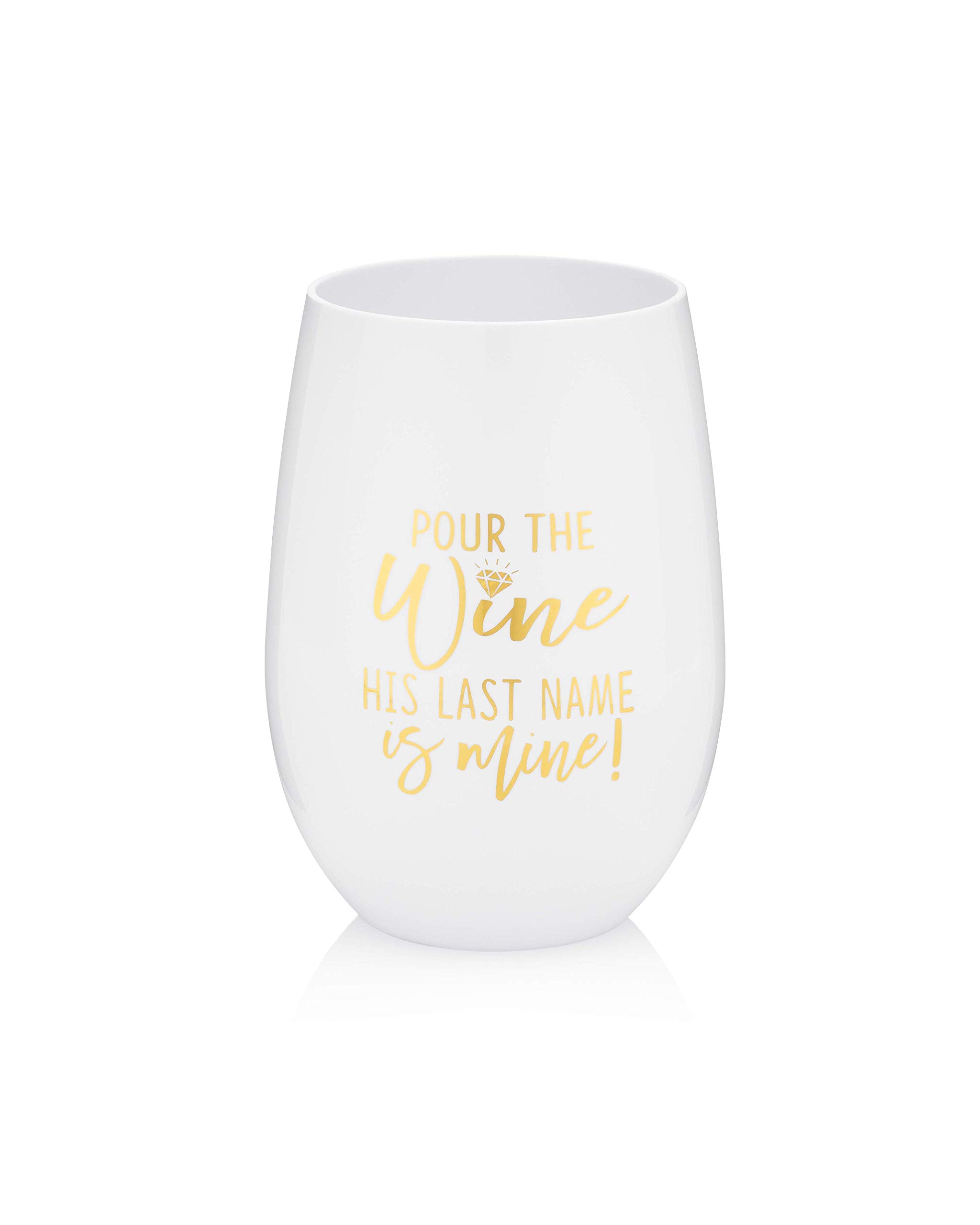 Loco Llama Tritan Plastic Funny Wine Glasses - Pour the Wine his Last Name is Mine, Sip Happens, Pour Decisions - Bachelorette Party - Girls Trip Birthday Gift for Women (6, Bride and Bridesmaid Set)