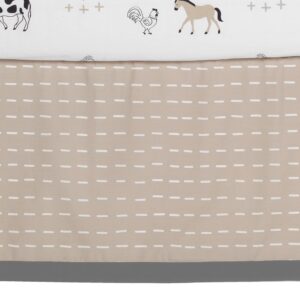 Lambs & Ivy Baby Farm Animals 5-Piece White/Taupe Baby Crib Bedding Set