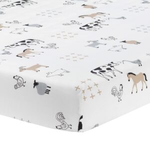 Lambs & Ivy Baby Farm Animals 5-Piece White/Taupe Baby Crib Bedding Set