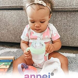 Anpei Straw and Sippy Cup Transitional Nipples Set of 2 with Nipple Storage Case Compatible with Comotomo Baby Bottles, 5 oz and 8 oz