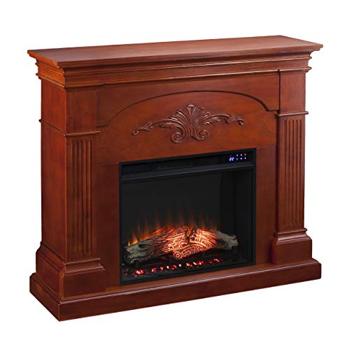 SEI Furniture Sicilian Harvest Traditional Style Electric Fireplace, New Mahogany