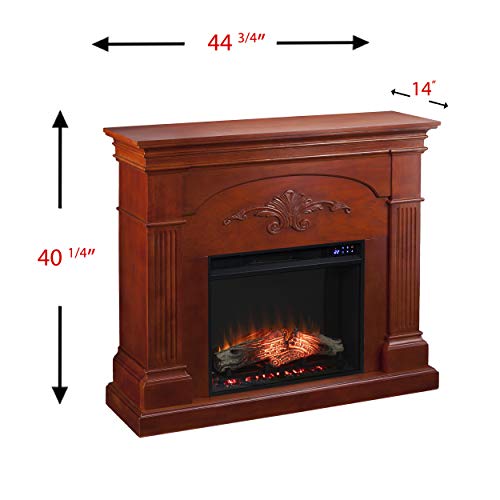 SEI Furniture Sicilian Harvest Traditional Style Electric Fireplace, New Mahogany